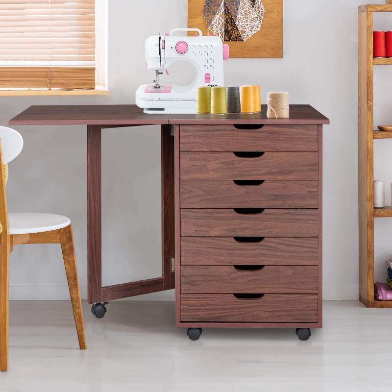 Ktaxon File Cabinet, 7 Drawers Filing Cabinet, Wood Rolling Cabinet ...