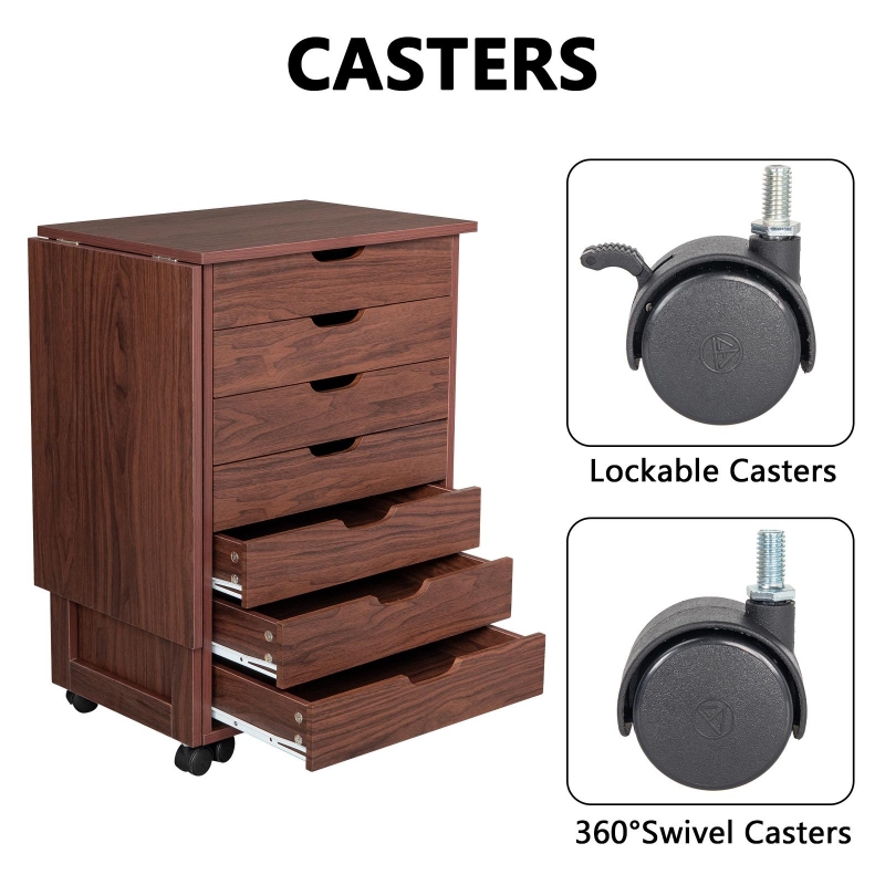 Ktaxon File Cabinet, 7 Drawers Filing Cabinet, Wood Rolling Cabinet ...