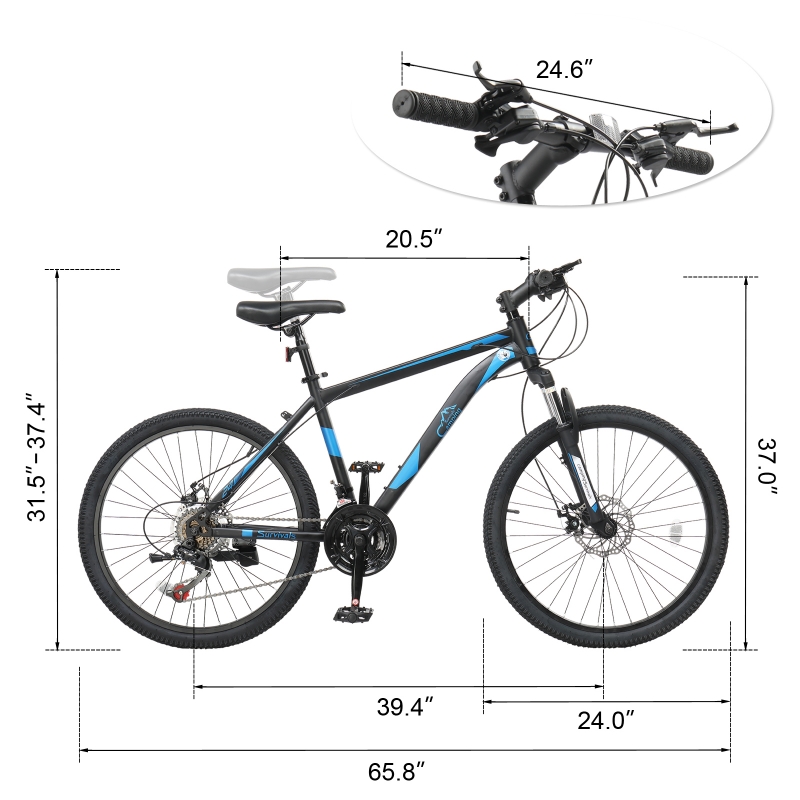 Ktaxon 24 inch Mountain Bike for Aldult, Dual Disc Brakes 21 Speeds ...
