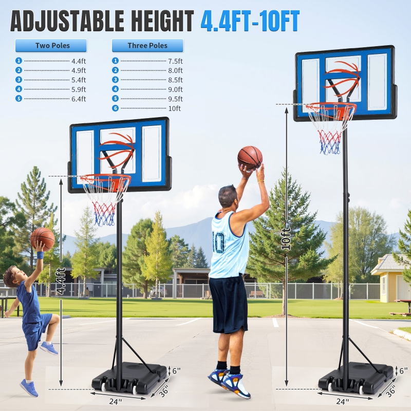 Ktaxon 44inch Portable Basketball Hoop Outdoor, Basketball Goal System ...