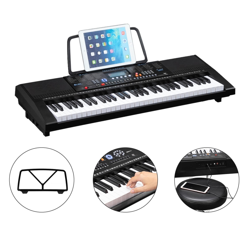 Glarry 61-Key Portable Electronic Keyboard Piano with Stand, Bench ...