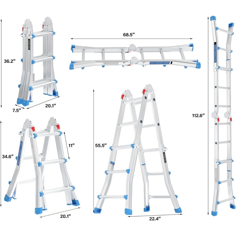 Ktaxon A-Frame 3 Step Ladder Telescoping Ladder, 13 Ft Reach Height ...