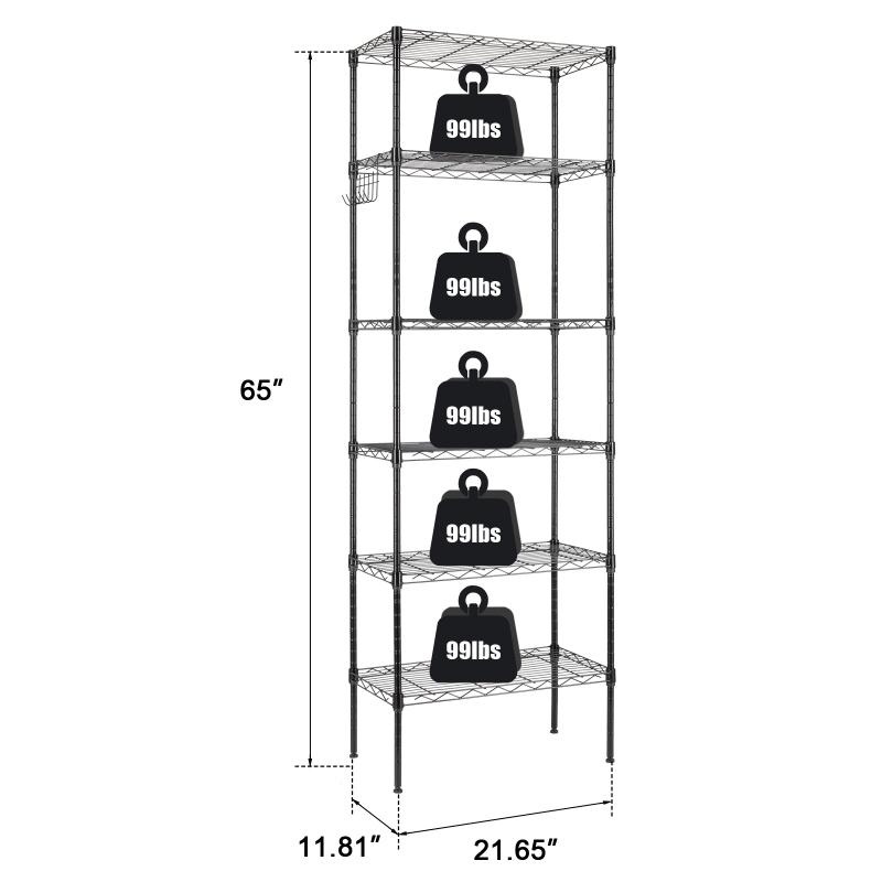 Ktaxon 6 Tier Layer 65"x21.25"x11.5" Storage Rack, Wire Shelving ...