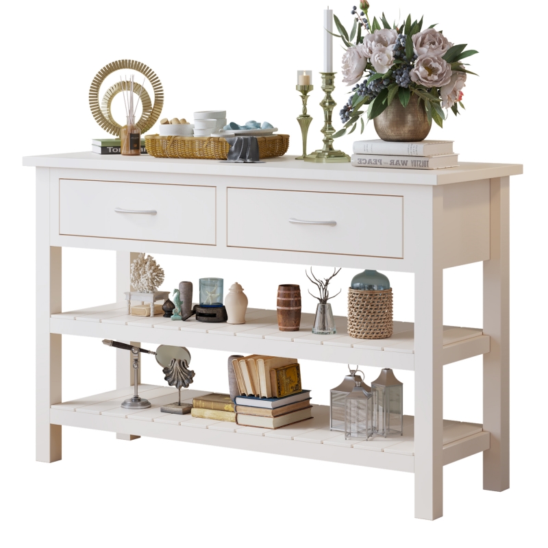 Ktaxon Wooden Console Table with 2 Drawers, Sturdy Sofa Table Entryway ...