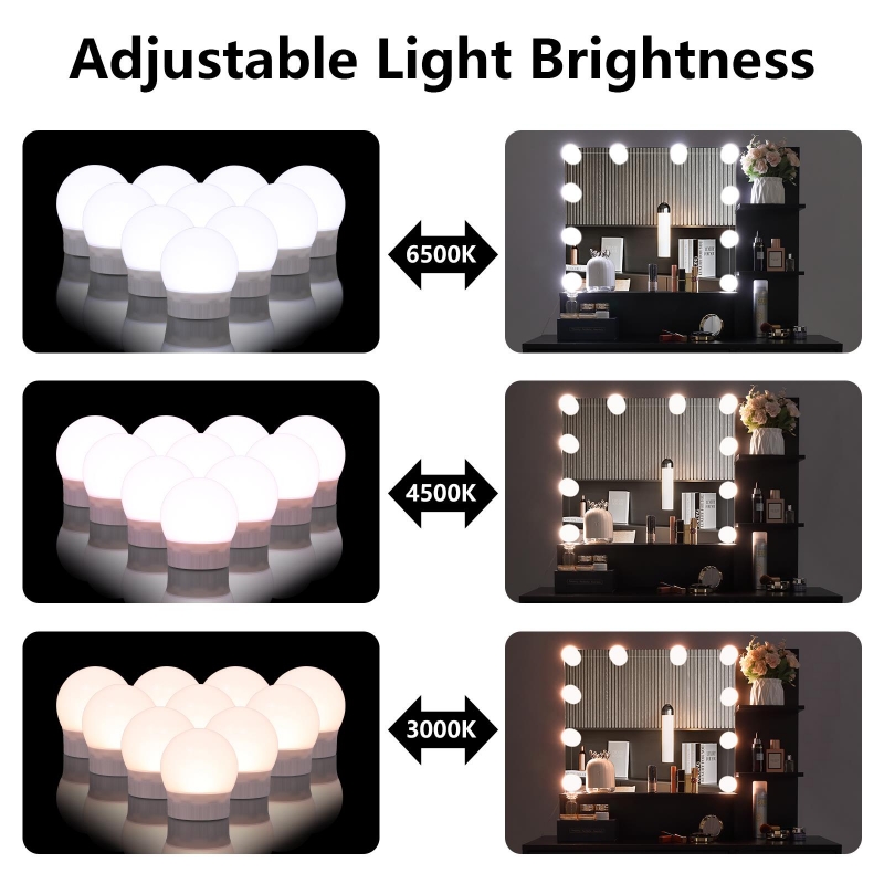 Ktaxon Vanity Set with 3 Color Lighted Mirror, Makeup Table with 3 ...