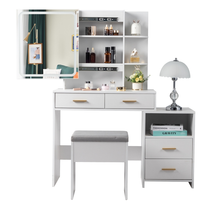 Ktaxon Vanity Set Makeup Vanity Dressing Table with Sliding Mirror, 4 ... Ktaxon Vanity Set Makeup Vanity Dressing Table with Sliding Mirror, 4 ...