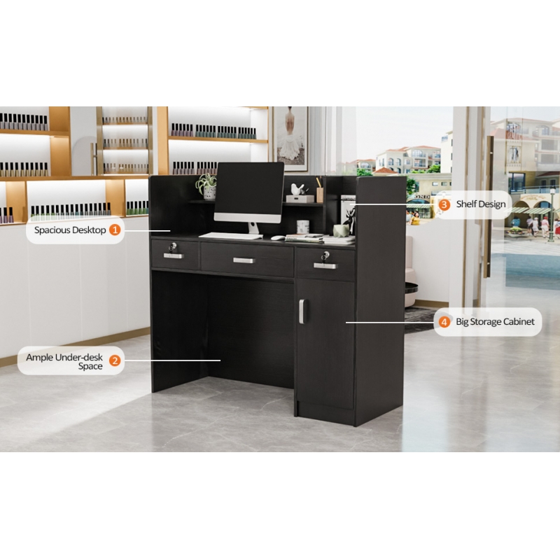 Ktaxon Front Reception Desk with Lockable Drawers, Salon Reception Room ...