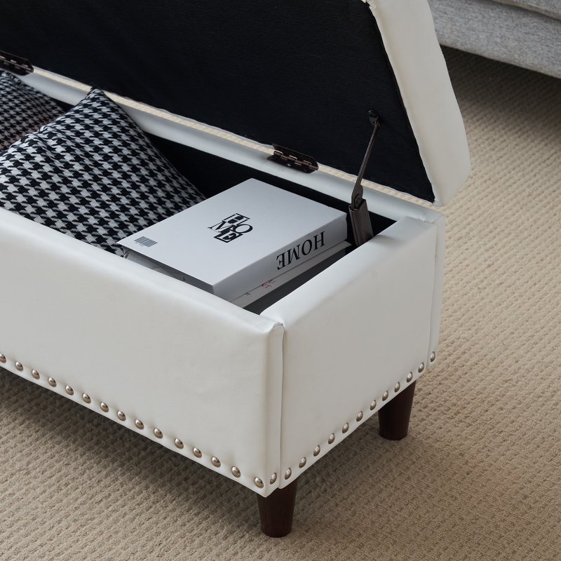 Ktaxon 43" Ottoman with Storage Bench PU Leather Small Foot Stool ...