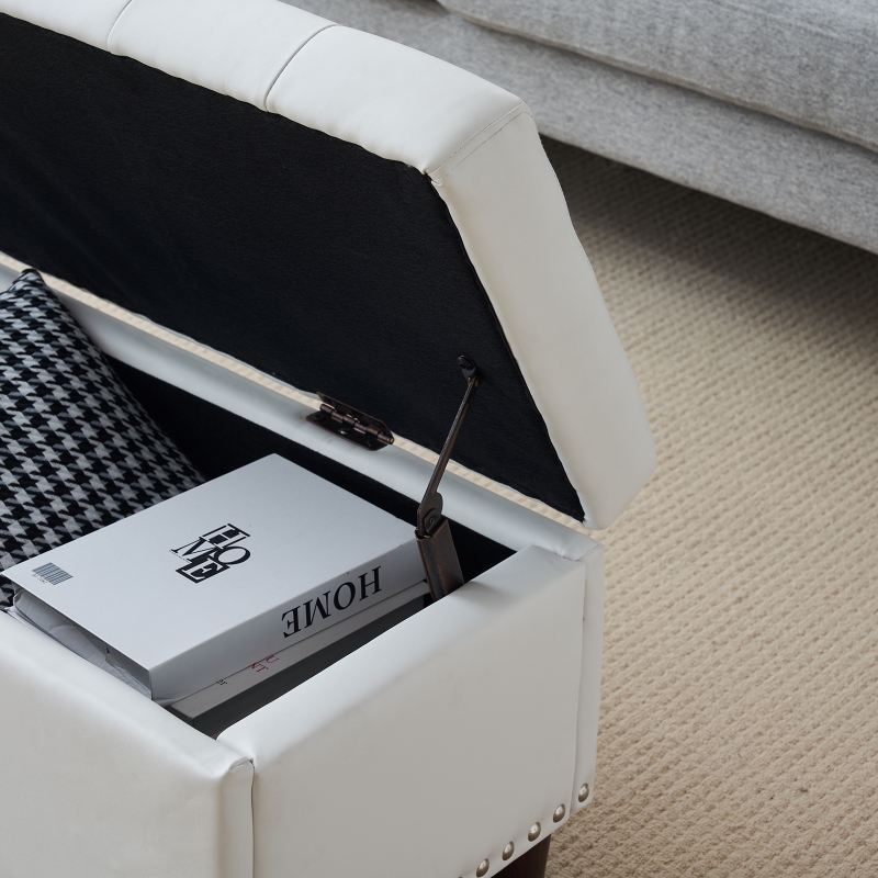 Ktaxon 43" Ottoman with Storage Bench PU Leather Small Foot Stool ...