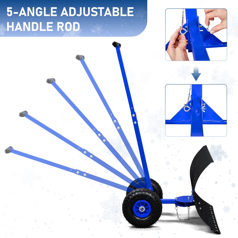 Ktaxon 29x18in Adjustable T-Handle Snow Plow with Wheels, Heavy Duty ...
