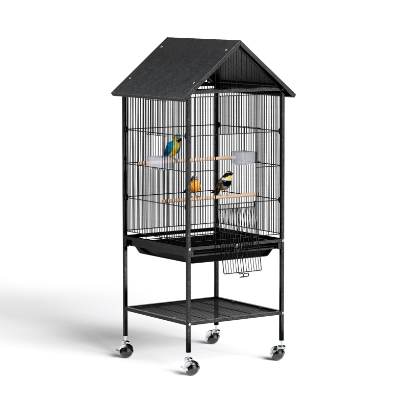 Ktaxon 51in Wrought Iron Bird Cage, Large Rolling Flight Cage with ...