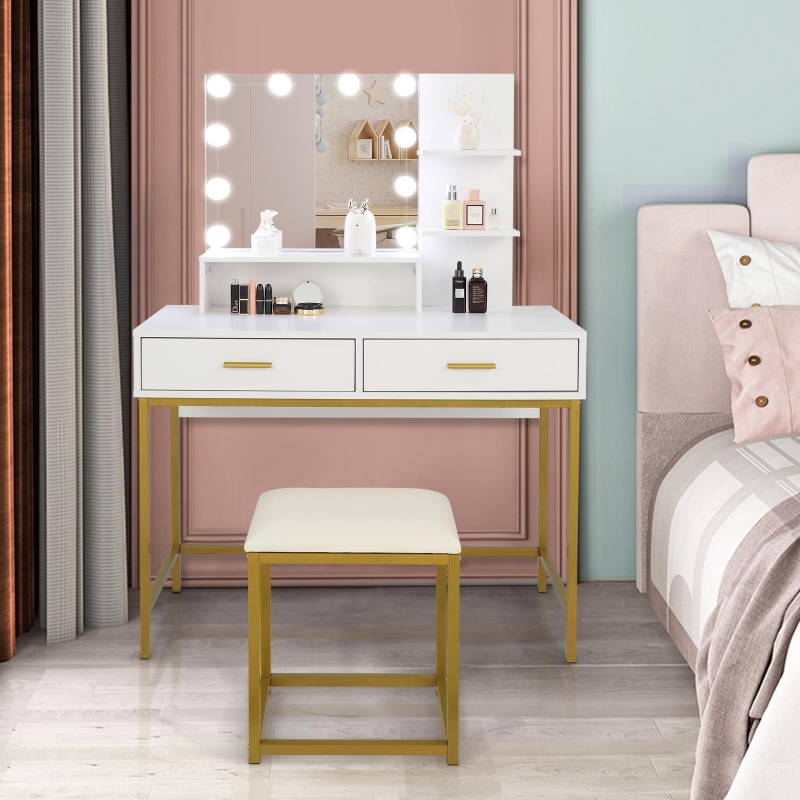 gold makeup vanity