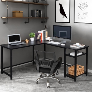 Ktaxon Computer Desk, 55" L-Shaped Corner Desk, Writing Study ...