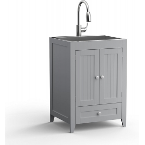 Ktaxon 24-Inch Laundry Sink with Cabinet and Pull-Out Sprayer Faucet ...