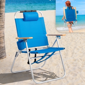 Ktaxon 17" Aluminum Backpack Beach Chair, Portable with Adjustable ...