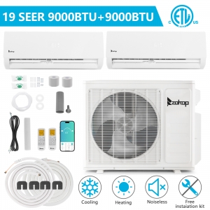 Ktaxon 2 Zone 9000 + 9000 BTU WIFI Mini Split AC/Heating System, 19 ...